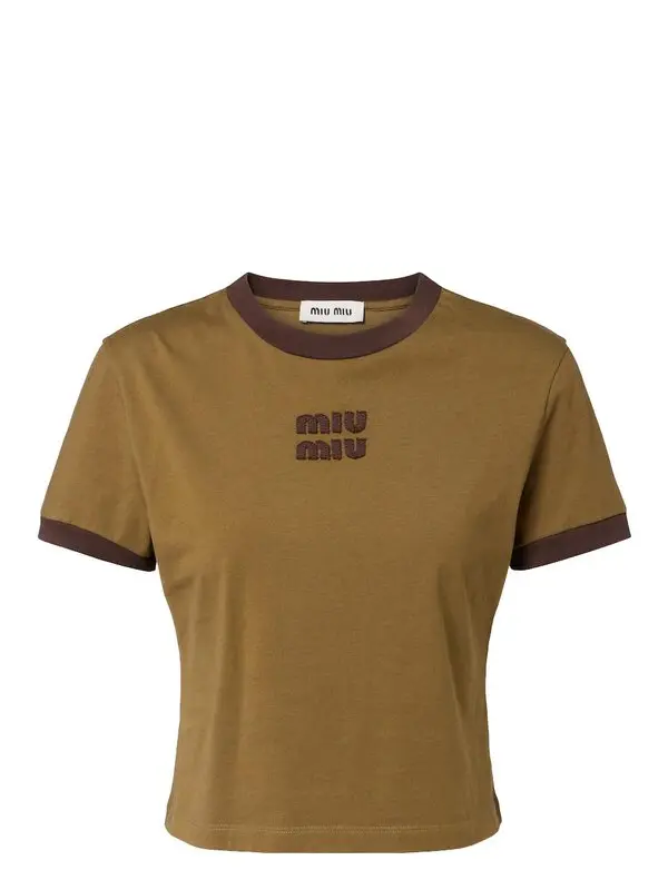 Miu Miu Logo Cotton Jersey T-shirt - Green