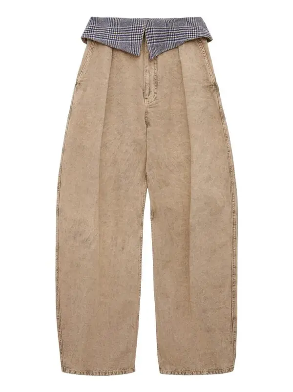 Loewe Relaxed Fit Barrel Leg Trousers - Beige