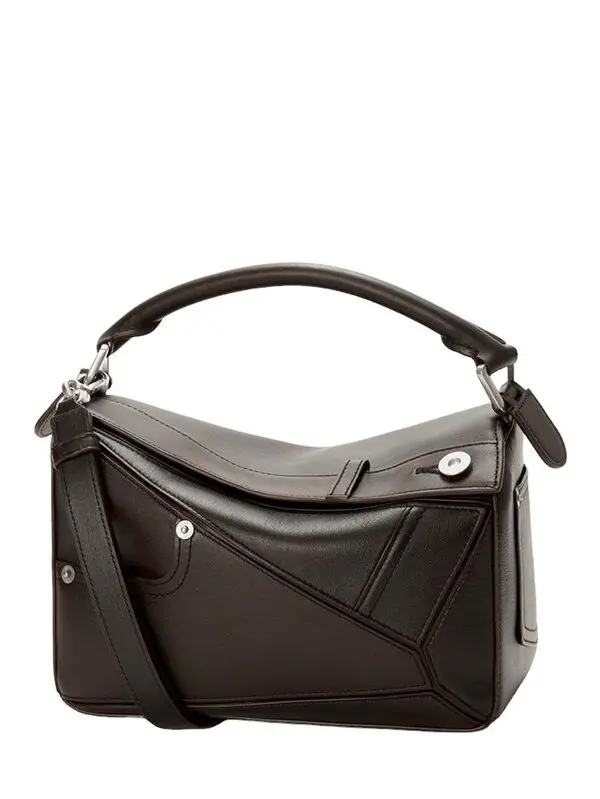 Loewe Small Puzzle Bag In Shiny Calfskin - Brown