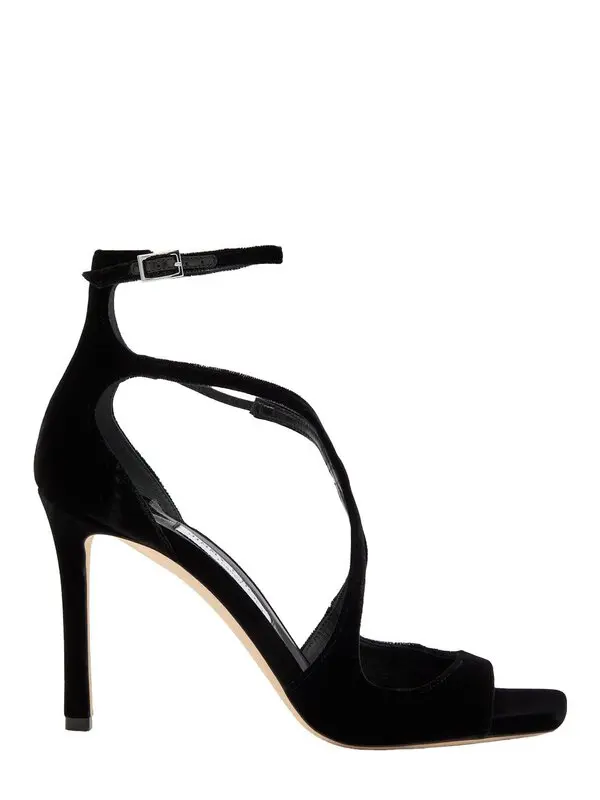 JIMMY CHOO Azia 95 Velvet Sandals - Black
