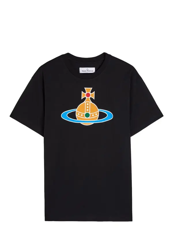 VIVIENNE WESTWOOD Orb-print Stretch-cotton T-shirt - Black