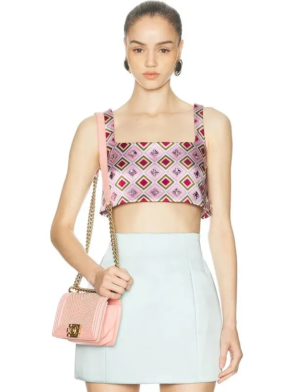 Retrofete Thalisa Cropped Top - Lavande & Geo Tile