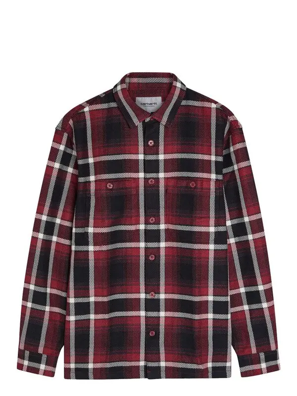 Carhartt Work In Progress Vaughn Plaid Cotton Shirt - Burgundy