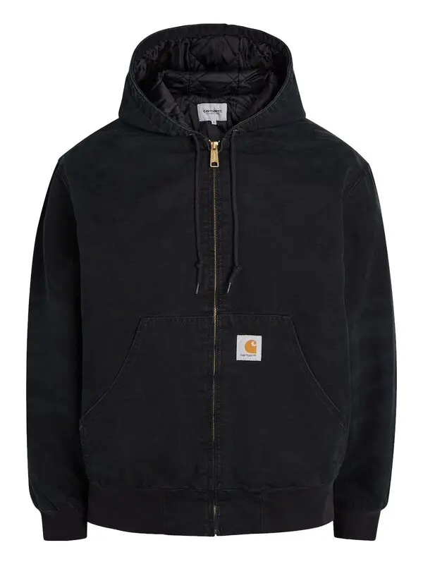 Carhartt Work In Progress Active Quilted Hooded Canvas Jacket - Black