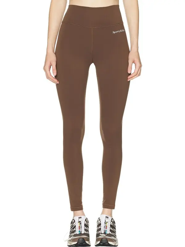 SPORTY & RICH Serif Logo Legging In Brown - Toffee