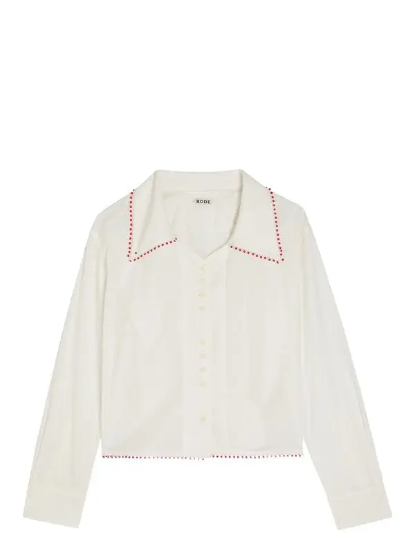 BODE Lace-trimmed Cotton-poplin Shirt - White