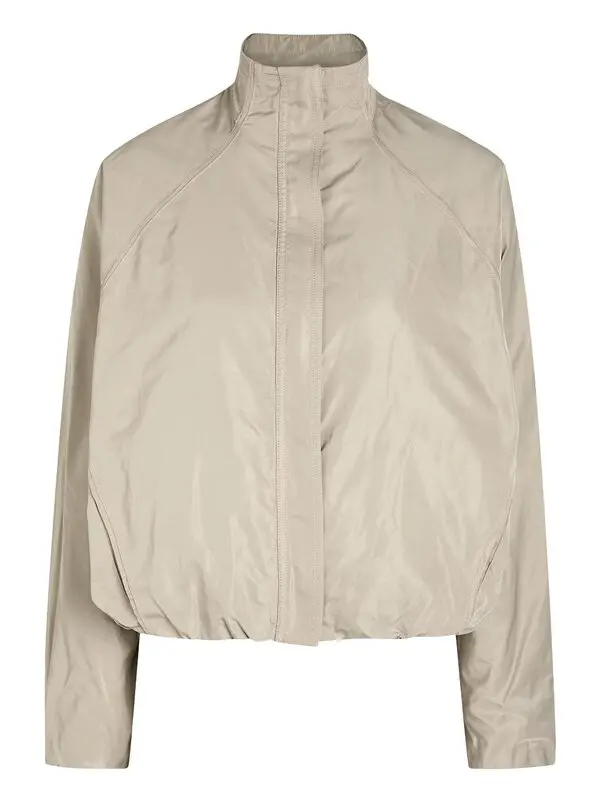 Alaïa High-neck Woven Windbreaker Jacket - Beige