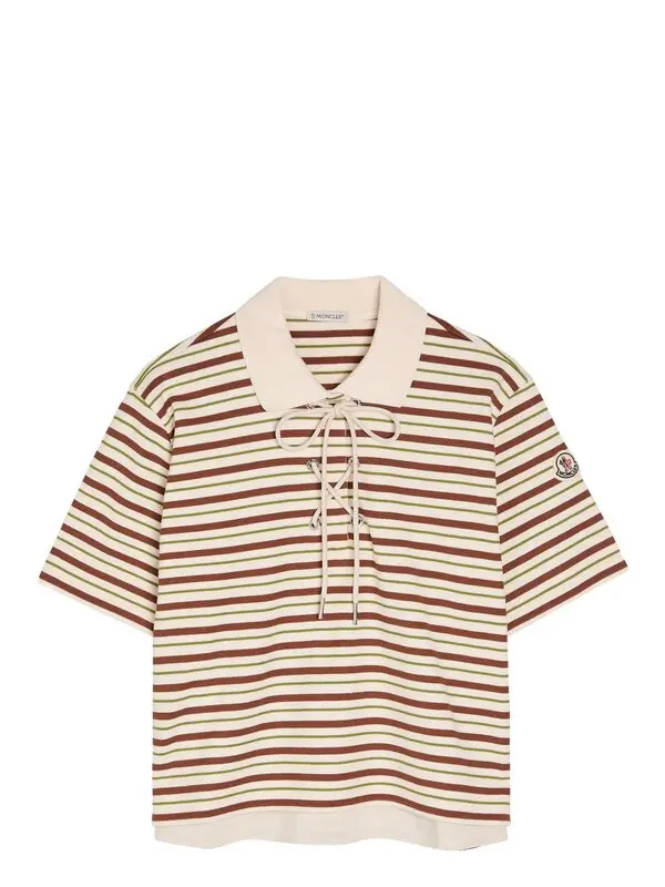 Moncler Striped Cotton Polo Shirt - Brown