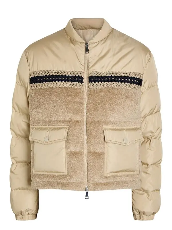 Moncler Achillee Padded Panelled Nylon Jacket - Beige