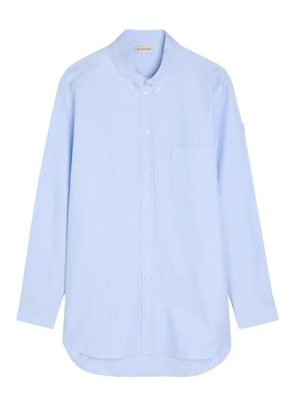 Moncler Logo-appliquéd Cotton Shirt - Light Blue