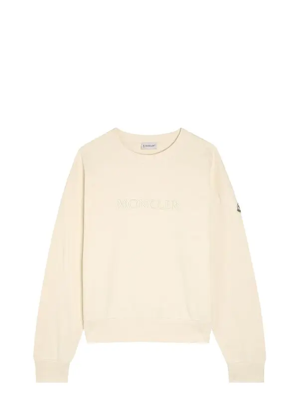 Moncler Logo-appliquéd Cotton Sweatshirt - Cream