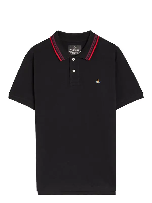 VIVIENNE WESTWOOD Logo-embroidered Piqué Cotton Polo Shirt - Black
