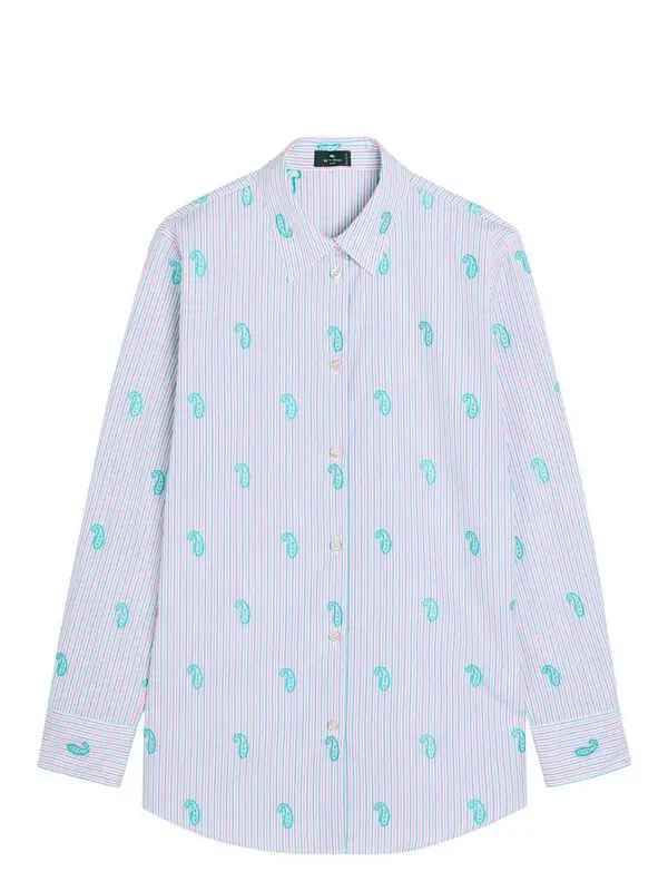 Etro Embroidered Cotton Shirt - Pink