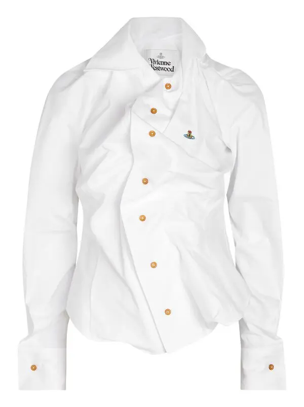 VIVIENNE WESTWOOD Drunken Gathered Cotton-poplin Shirt - White