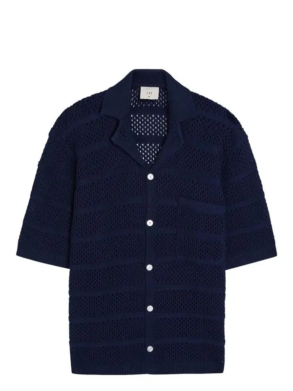 CHE Desiderio Open-knit Cotton Shirt - Navy