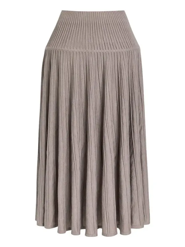 Alaïa Crinoline Ribbed Wool-blend Midi Skirt - Grey