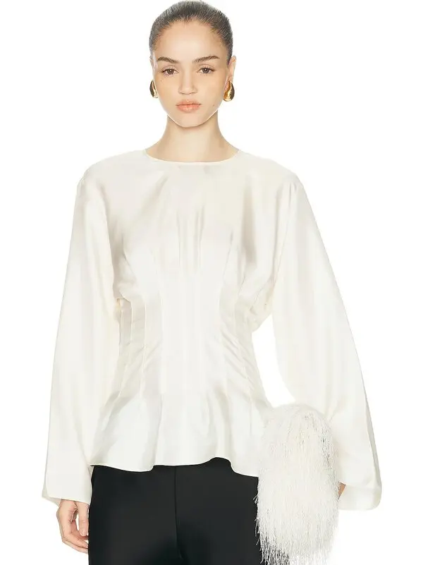 RÓHE Sculptural Waisted Silk Top - Cream