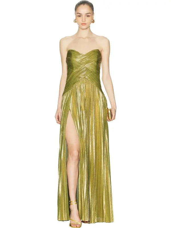 Retrofete Stephie Metallic Gauze Dress - Metallic Peridot