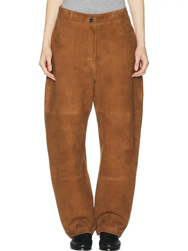 RÓHE Relaxed Fit Suede Trousers - Tobacco