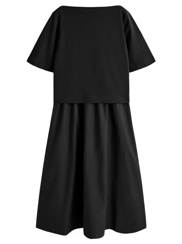 Cos Contrast-panel Boat-neck Midi Dress - Black