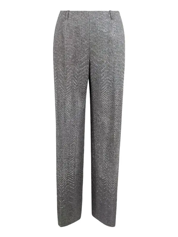 Ermanno Scervino Herringbone-pattern Belt-loop Trousers - Grey