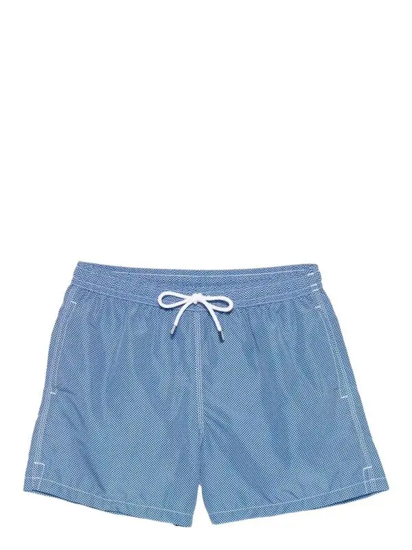 Fedeli Patterned Drawstring Swim Shorts - Blue