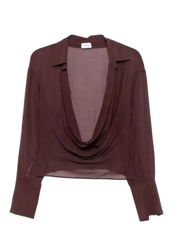 Andamane Cowl Neck Shirt - Brown