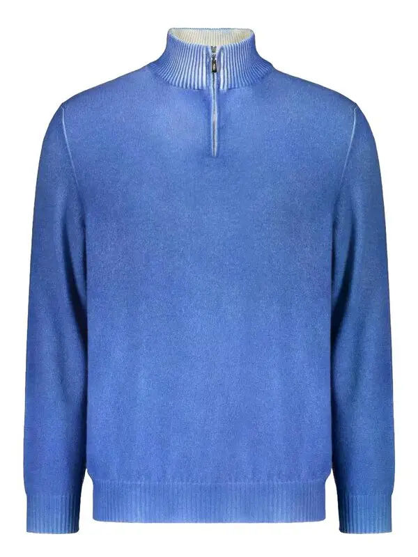 Fedeli High-collar Cashmere Sweater - Blue