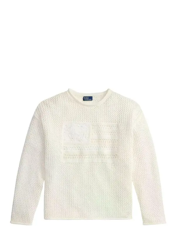 Polo Ralph Lauren Flag-motif Open-knit Sweater - Neutrals
