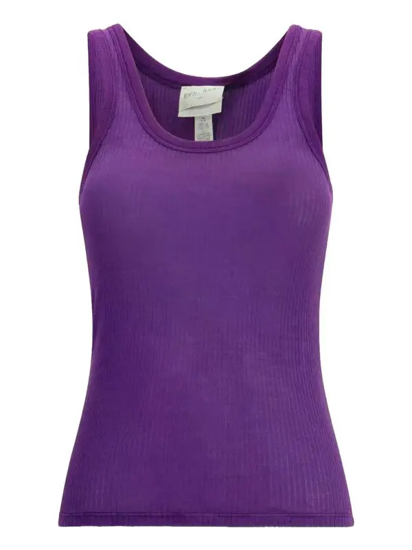 FORTE_FORTE Ribbed U-neck Top - Purple