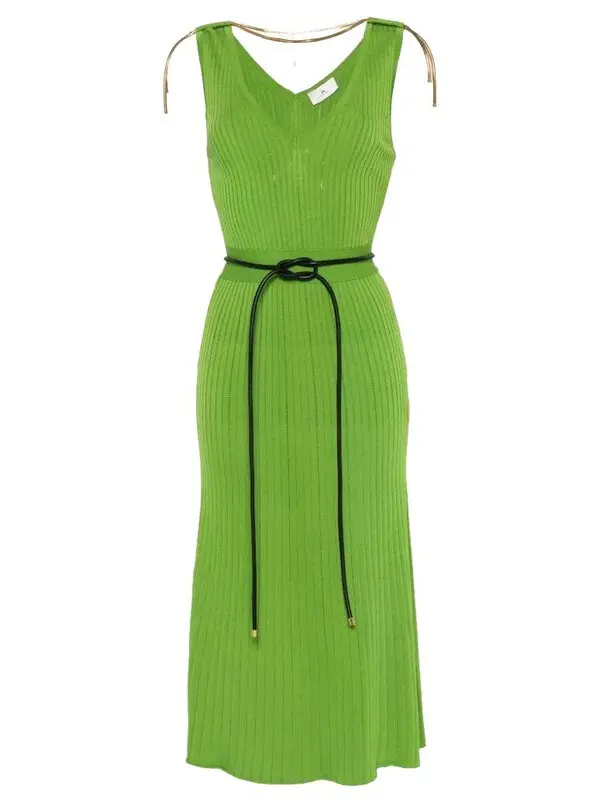 Elisabetta Franchi V-neck Belted Midi Dress - Green