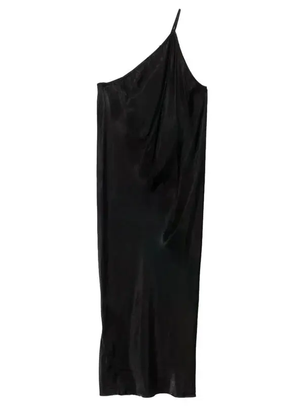Rick Owens One-shoulder Midi Slip Dress - Black