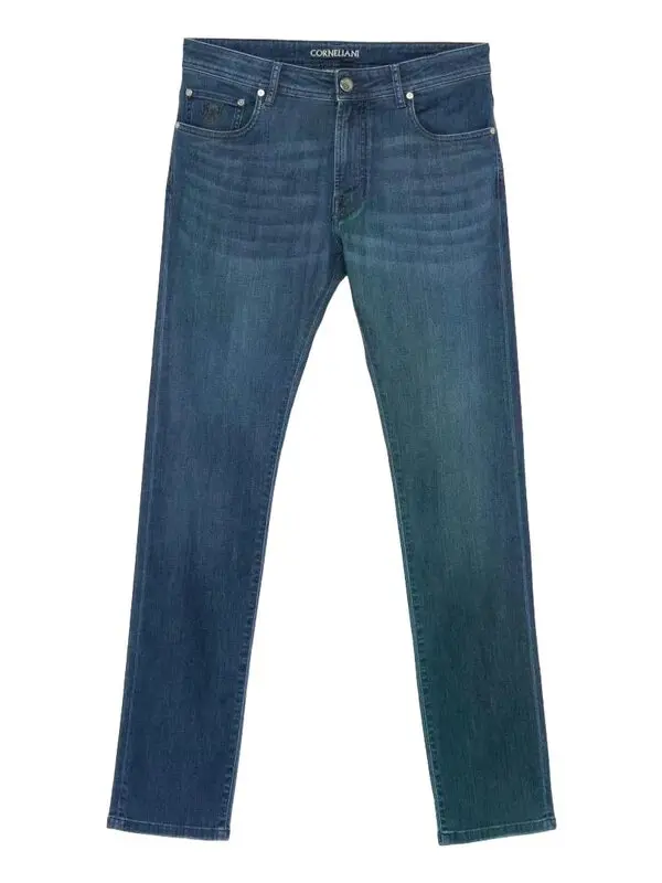 Corneliani Logo Patch Denim Jeans - Blue