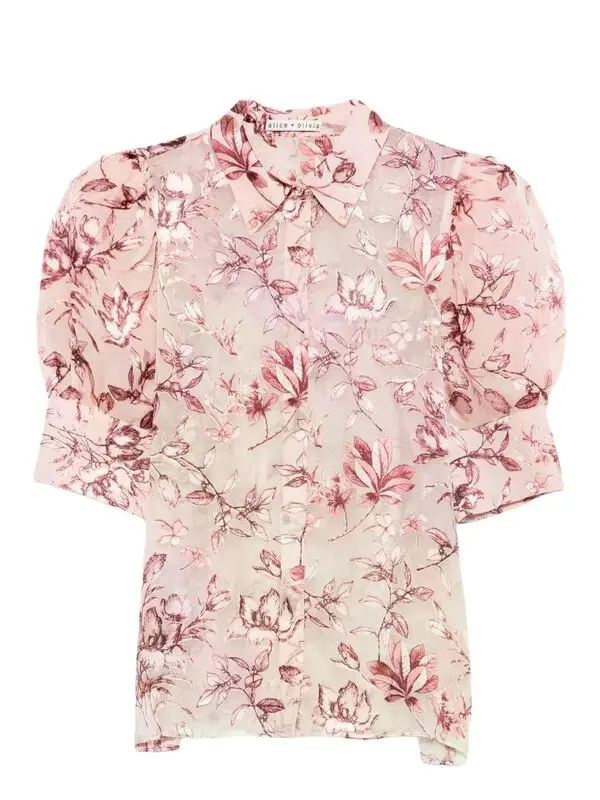 Alice + Olivia Willa Floral Print Shirt - Pink