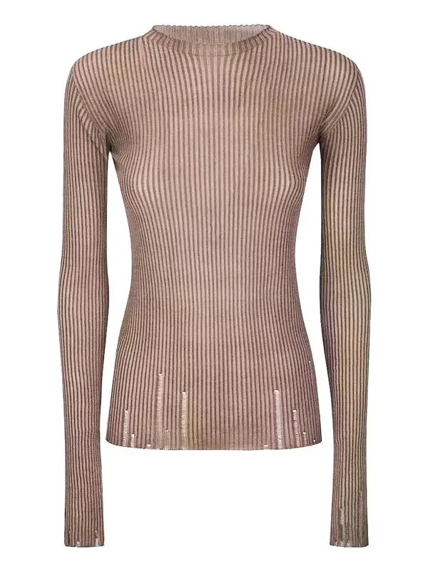 UMA WANG Ribbed Knit Top - Brown