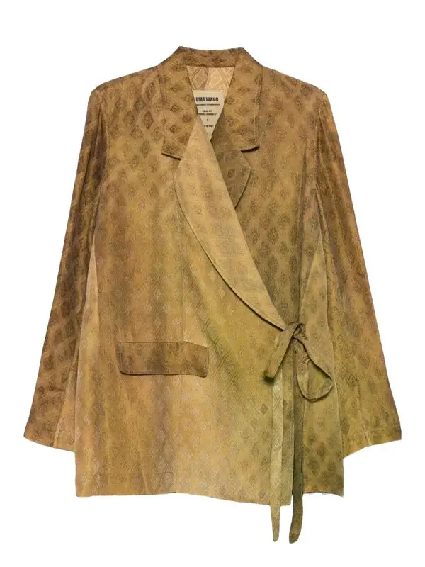UMA WANG Diamond-pattern Tie-waist Blazer - Brown