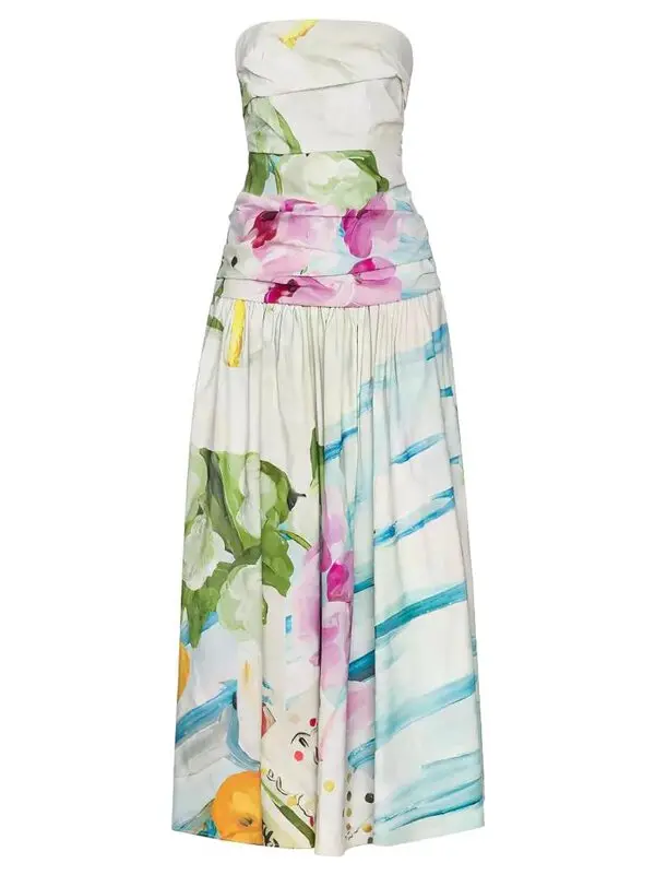 Acler Nershall Strapless Floral-print Maxi Dress - White