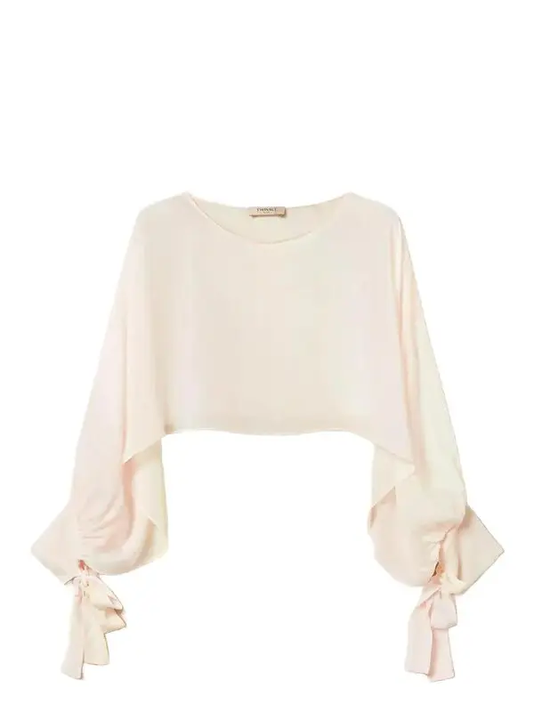 TWINSET Bow-detail Cropped Blouse - Pink