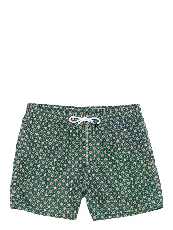 Fedeli Patterned Swim Shorts - Green