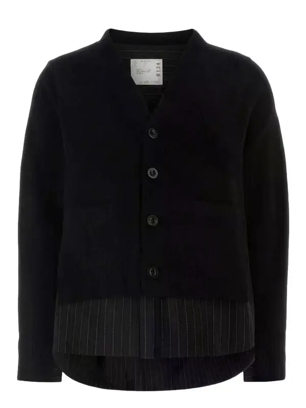Sacai Pocket Wool Cardigan - Black