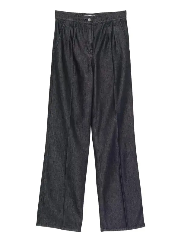 Max Mara Cotton Pleated Jeans - Blue