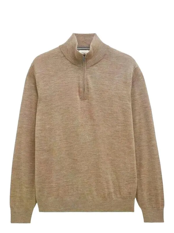 Pringle Of Scotland Quarter-zip Merino Wool Sweater - Neutrals