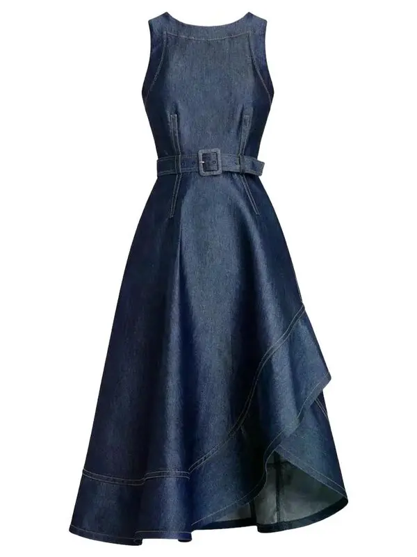 Cinq À Sept Belted Flared Midi Dress - Blue