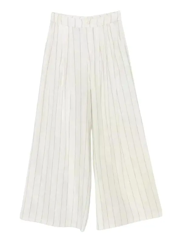 ELEH Striped Wide-leg Trousers - Neutrals