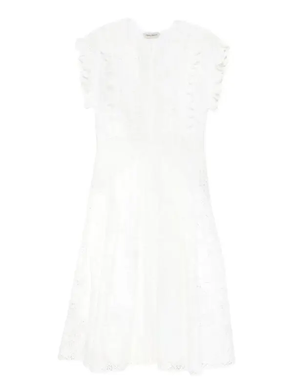 Alberta Ferretti Ruffled Eyelet A-line Dress - White