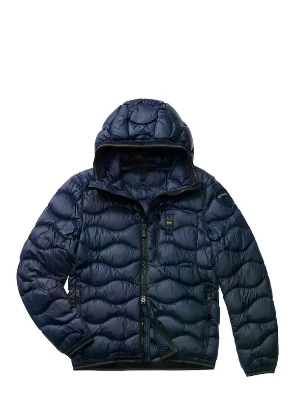 BLAUER. Quilted Hooded Jacket - Blue