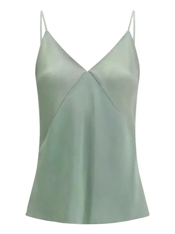 FORTE_FORTE V-neck Satin Top - Green