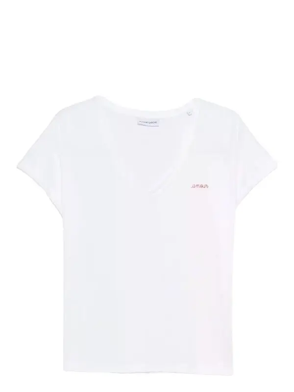 Maison Labiche V-neck Lettering T-shirt - White