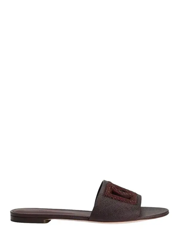 Dolce & Gabbana Suede And Dauphine Calfskin Rhinestone Slippers - Red
