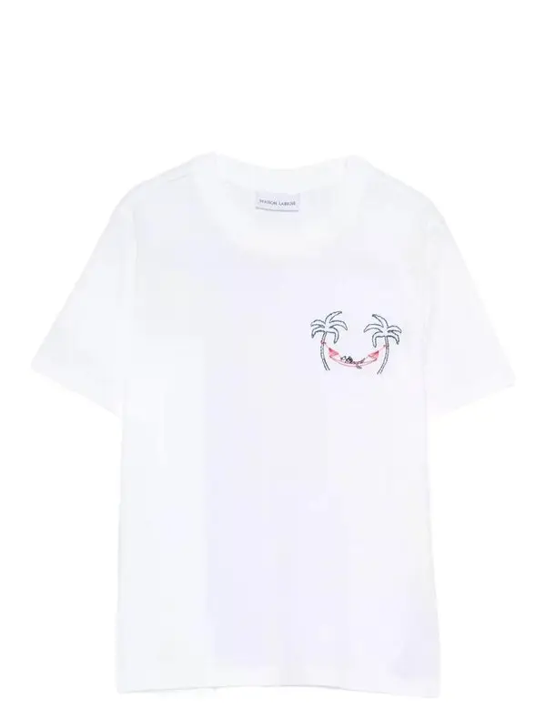 Maison Labiche Palm-embroidery T-shirt - White